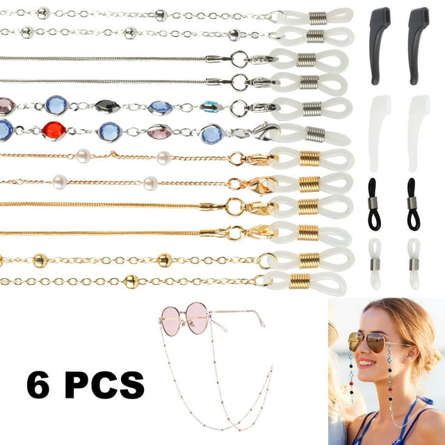 6pcs Glasses String Holder Straps, EEEkit Beaded Eyewear Retainer ...