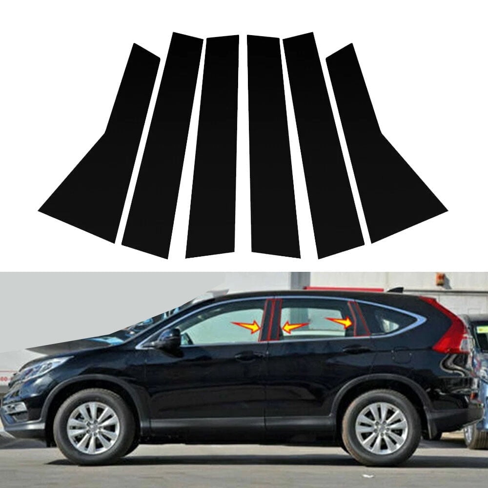6pcs Glossy Black Pillar Posts Window Door Cover Trim For Honda CRV CR ...