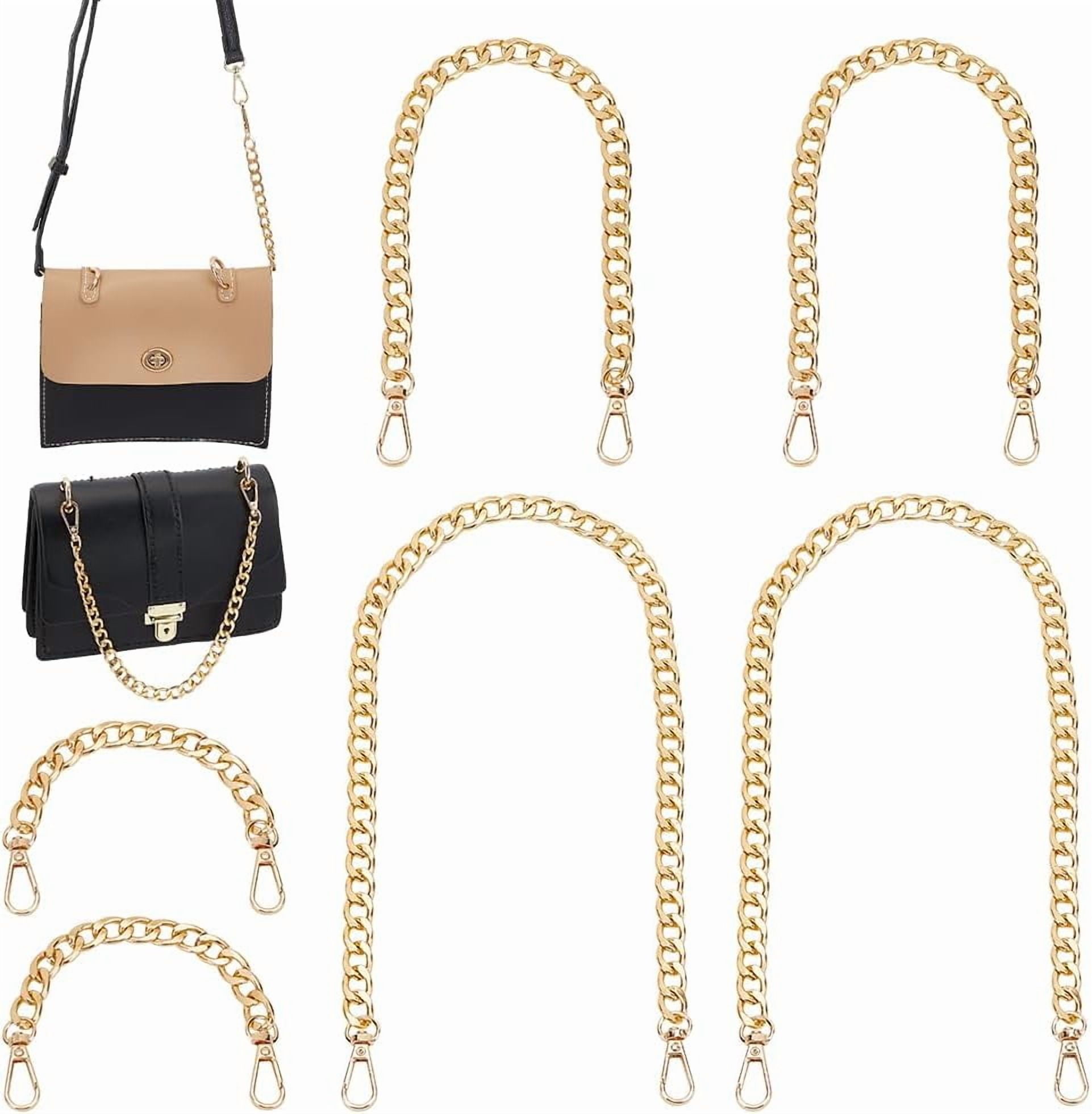 6pcs Gold Bag Chain 3 Sizes Chains Bag Flat Chain Strap with Swivel Clasps Metal Bag Strap ...