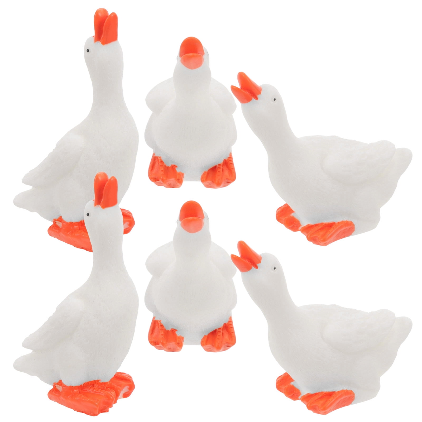 Cute White Resin Goose Figurine for Desktop Decor Vivid Cartoon Style ...