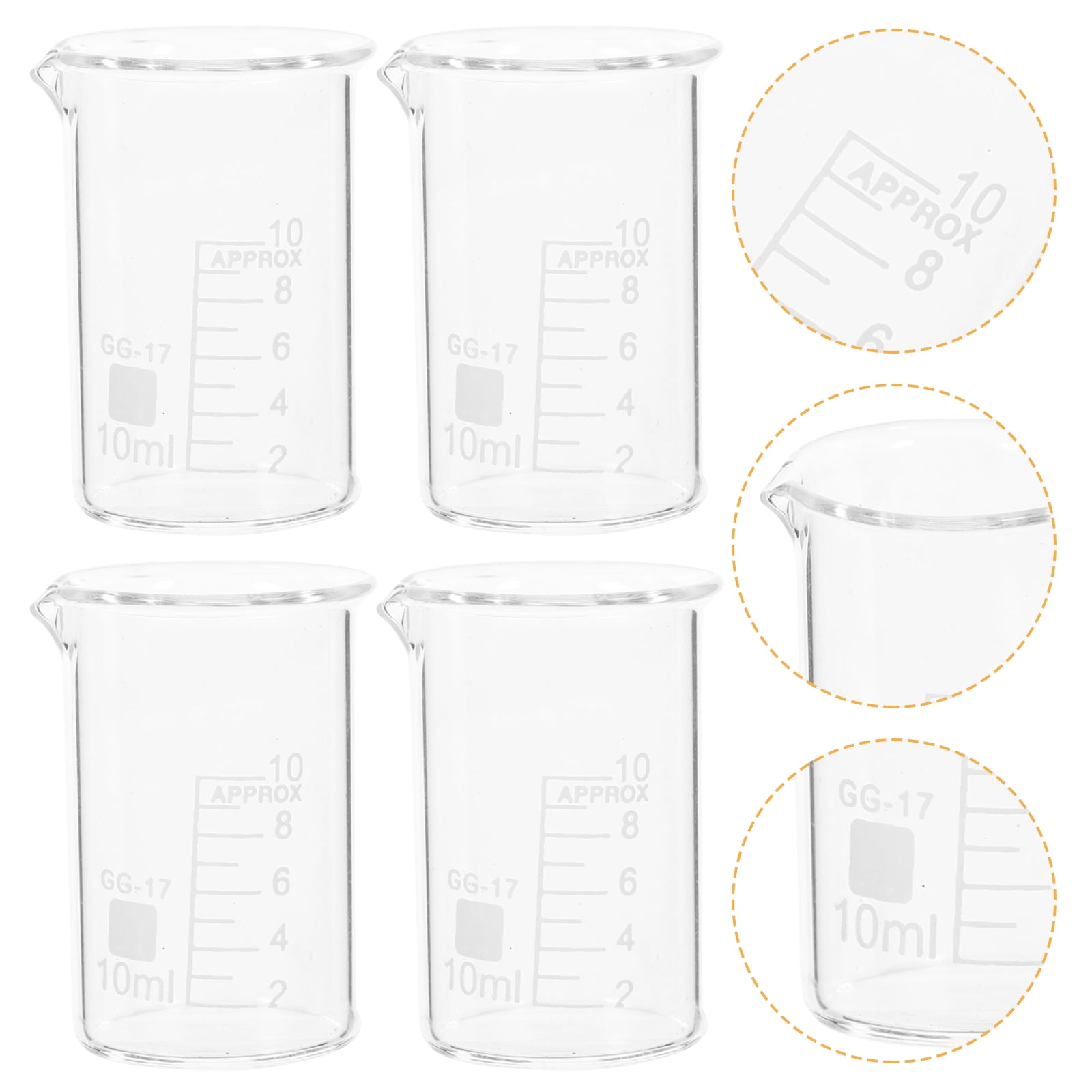 6pcs Graduated Measuring Beakers Lab Measuring Cup Liquid Measuring ...