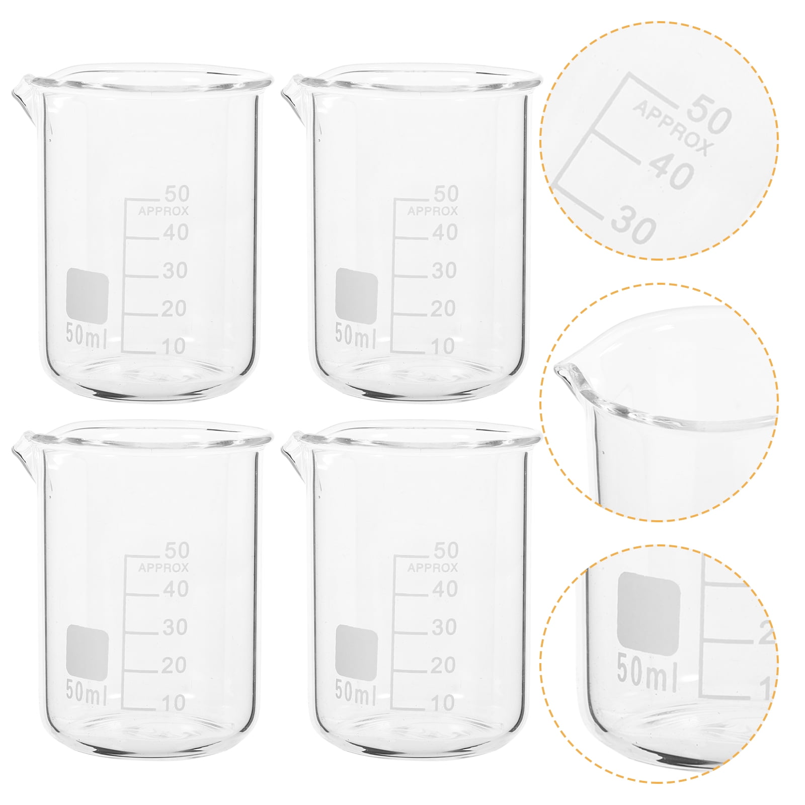 SEWCHICS Measuring Lab Beaker Glass Transparent 6Pcs 2.4In - Walmart.com