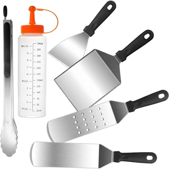 6pcs Griddle Accessories Kit, Heavy Duty Stainless Steel Tools Spatulas ...