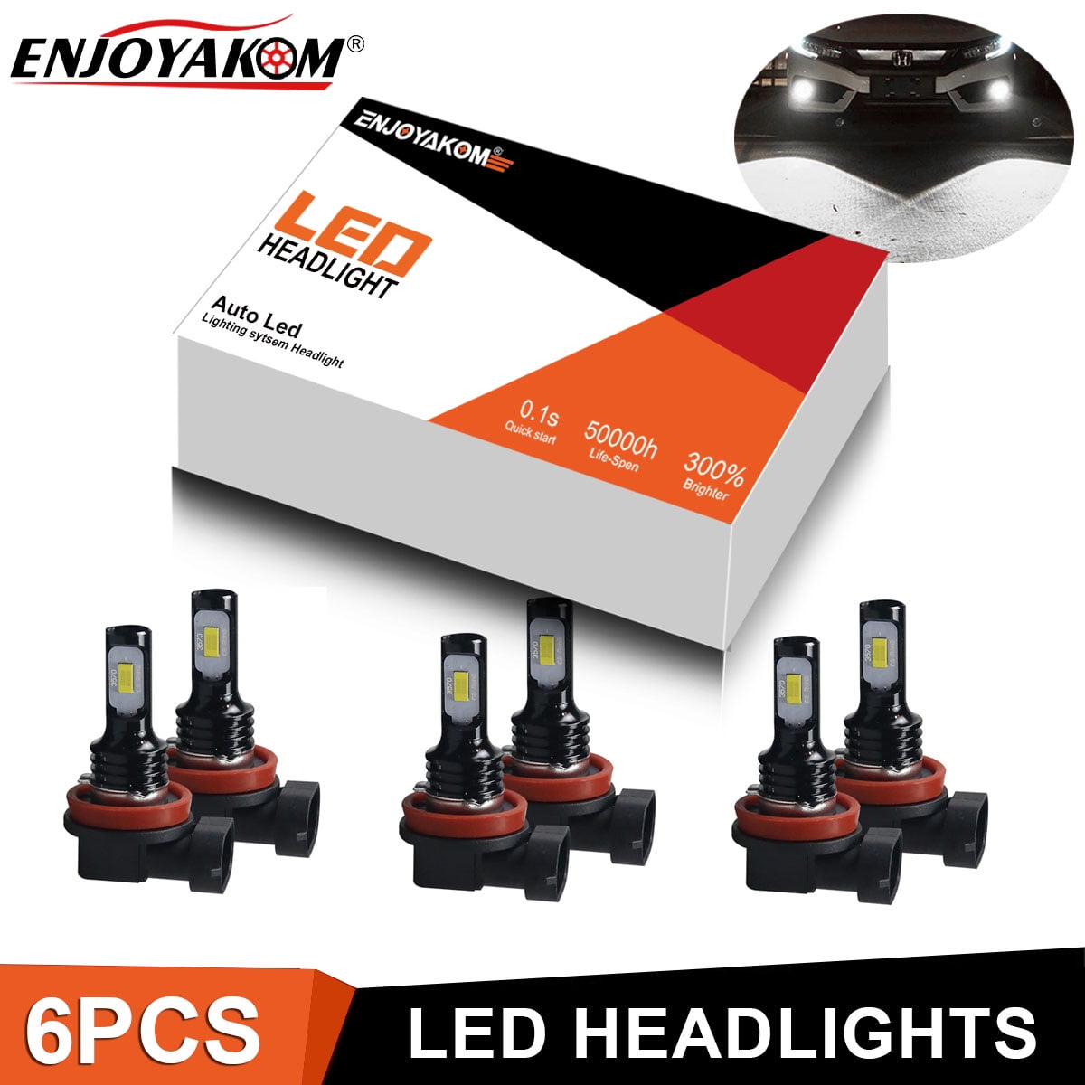 6pcs H11 LED Headlight High/Low Beam + Fog Light Bulbs Kit For Nissan ...