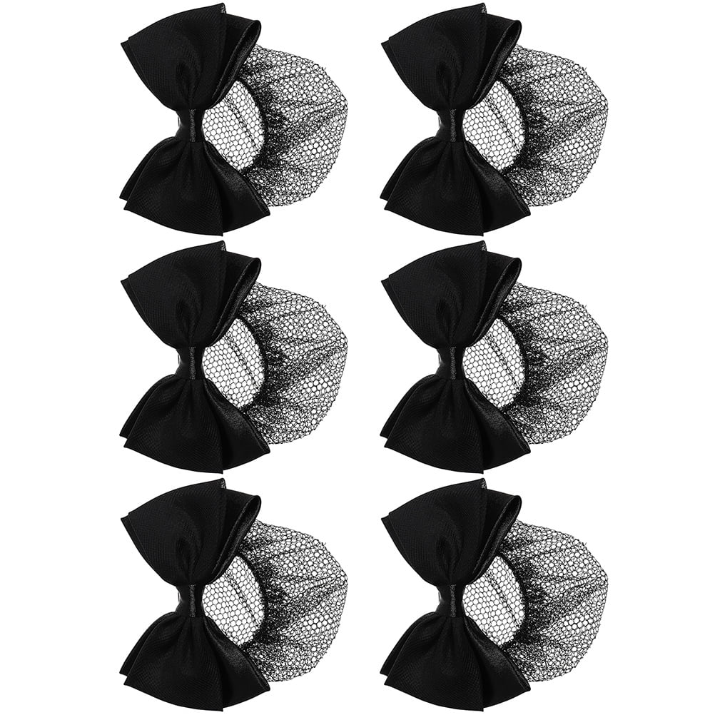 6pcs Hair Bun Net Bow Bun Hair Cover Ballet Dancer Hair Net Stewardess ...