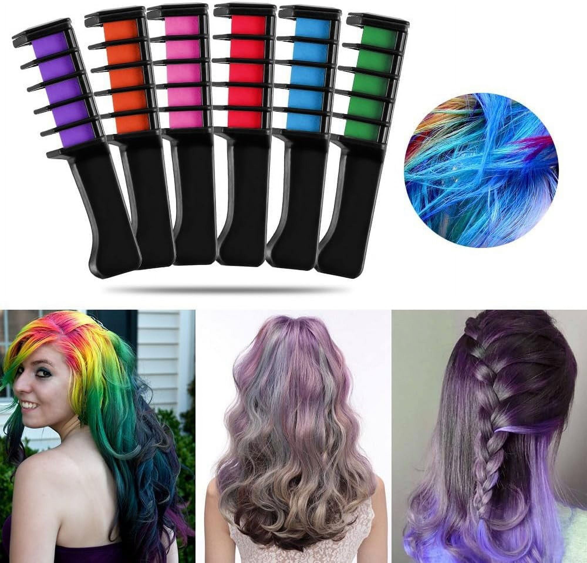 6pcs Hair Chalk Comb Color Hair Dye Comb Temporary Hair Dyeing for ...