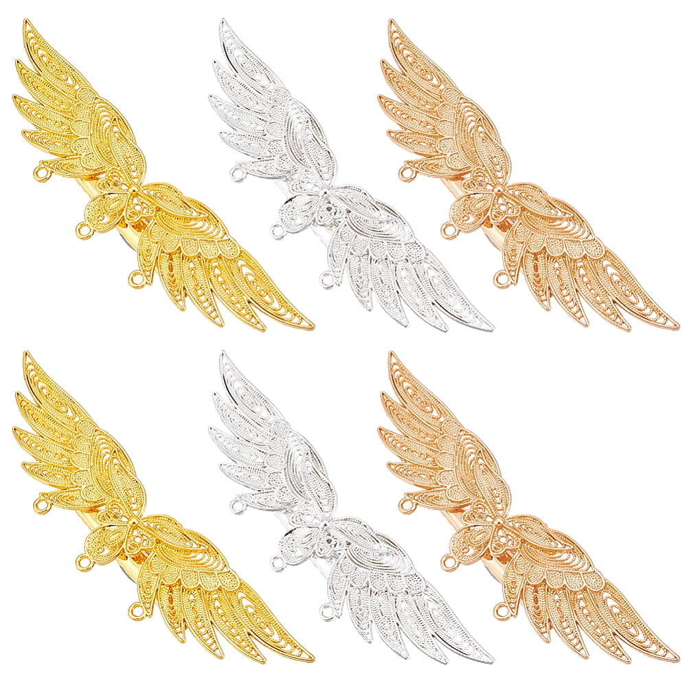 6pcs Hair Clips 3 Colors Wing Hair Clips Angel Wing Barrettes Clips ...