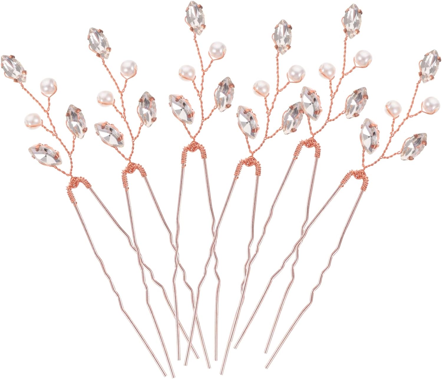 6pcs Hairpin Wedding Hair Clips for Brides Flower Girl Prom Chignon ...