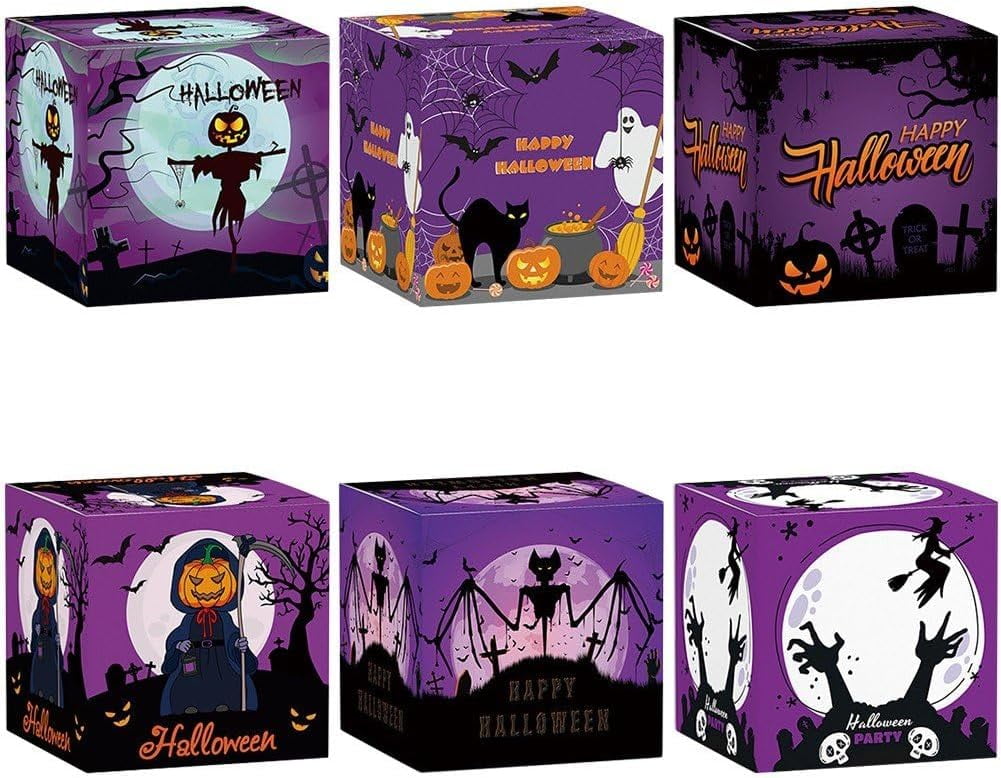 6pcs Halloween Paper Gift Boxes, Candy Cake Gift Goodie Packing Boxes ...