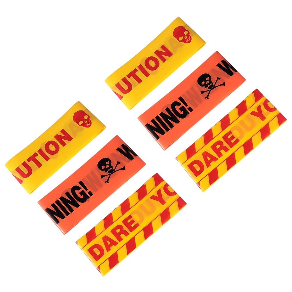 6pcs Halloween Warning Signs Tape Window Prop Halloween Party Warning ...