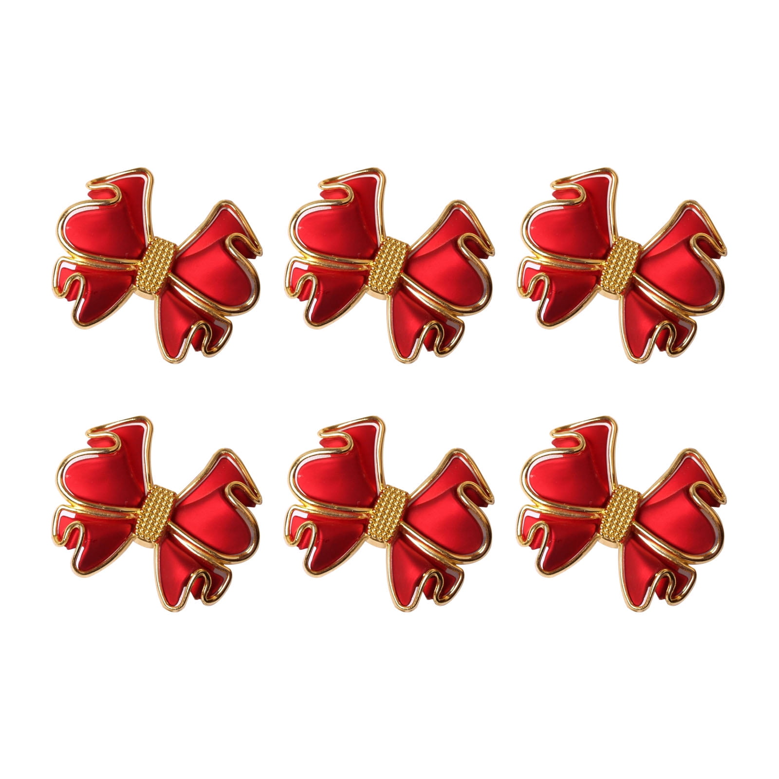 6pcs Handicraft Red-Bow Napkin Buckle Napkin Home Dinner Table Decor ...