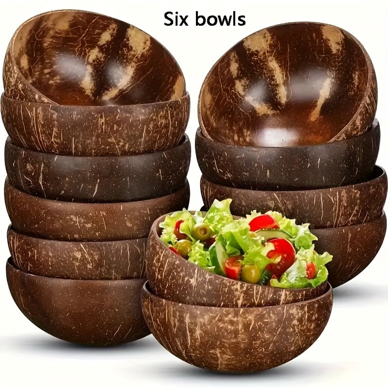 6pcs Handmade Natural Coconut Shell Bowls, Made of Natural Coconut ...