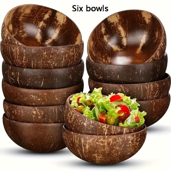 6pcs Handmade Natural Coconut Shell Bowls, Made of Natural Coconut ...