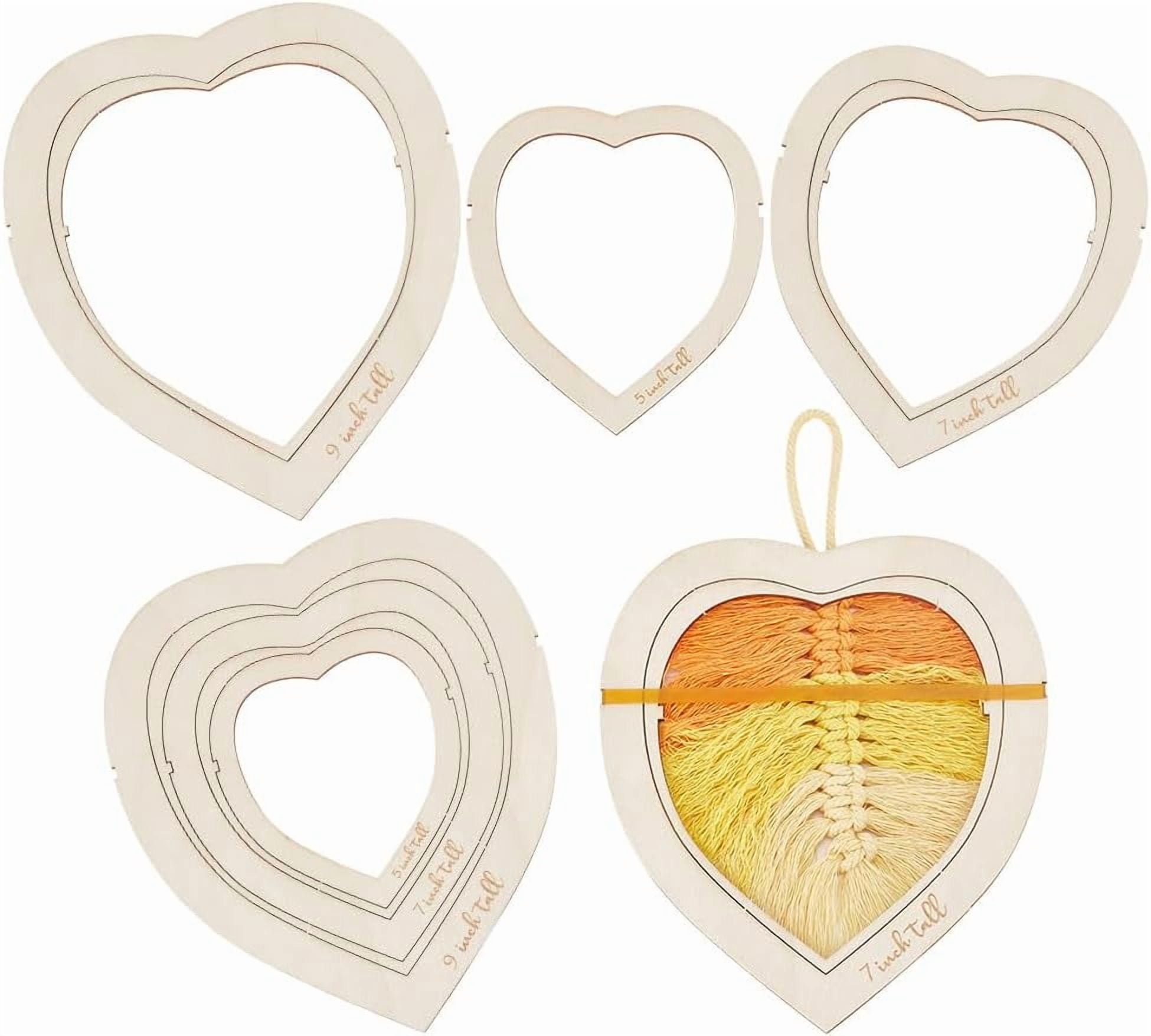 6pcs Heart Macrame Cutting Molds Wood Macrame Cutting Template Macrame ...