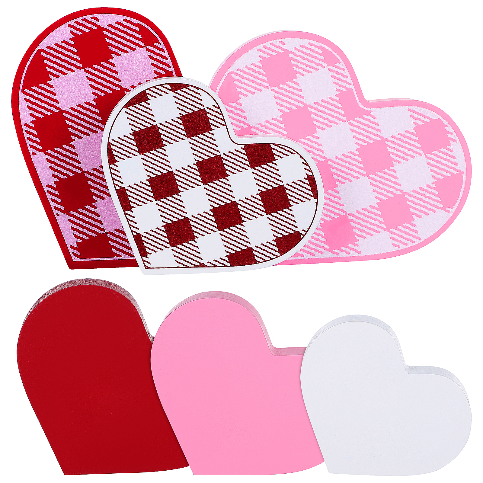 DRAFIDEEP Heart Shape Sign Multi 6Pcs 5.5X4.6X0.6In Wooden - Walmart.com