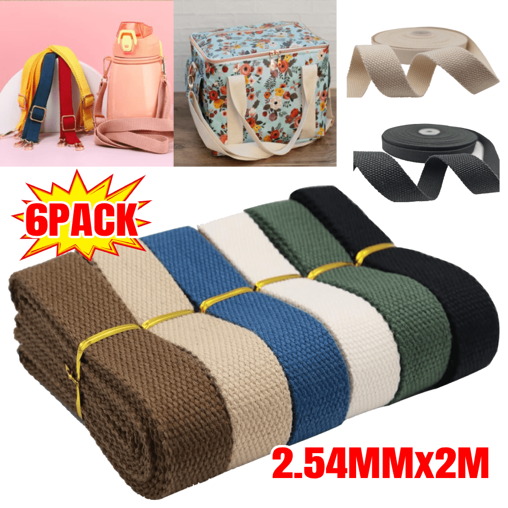 6pcs Heavy Cotton Webbing, 1 Inch Wide 12 Yard, Polyester Cotton ...