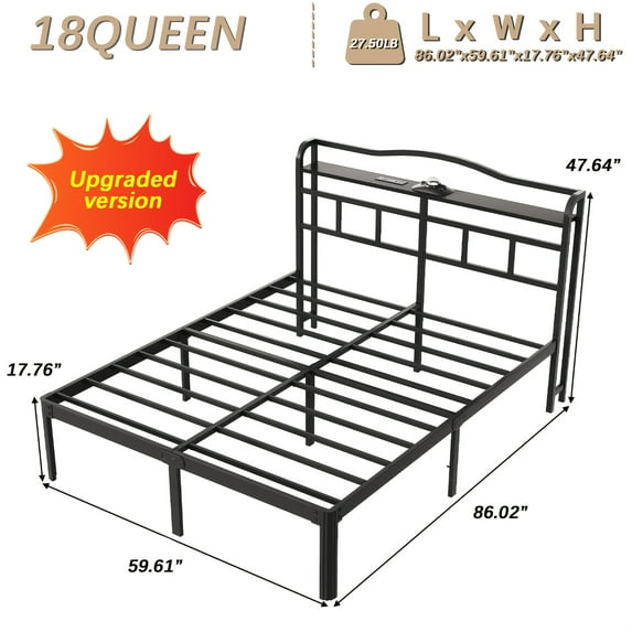 6pcs Heavy Duty Metal Platform Bed Fame with Under Bed Storage, No Box ...