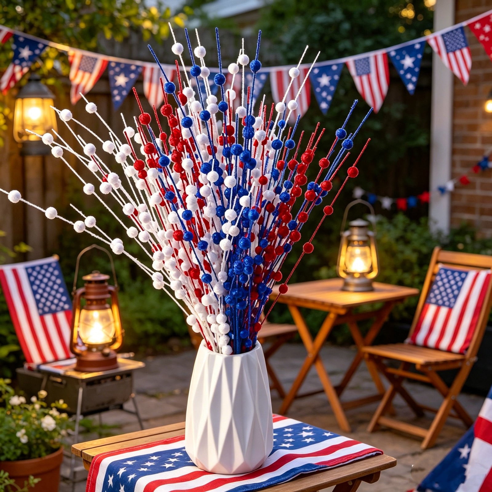 6pcs Independence Day Cuttings Ornaments, Red White Blue Festive Berry ...