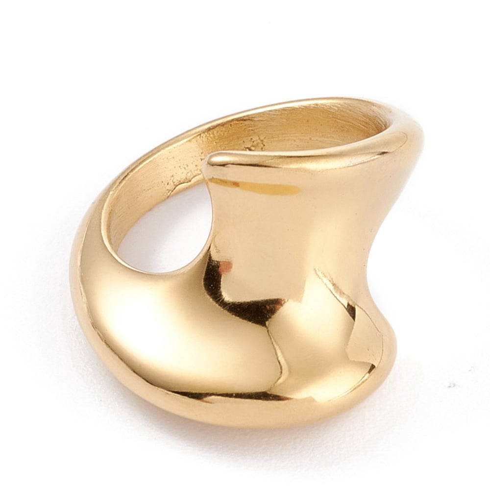 6pcs Ion Plating(IP) Unisex 304 Stainless Steel Finger Rings Golden ...