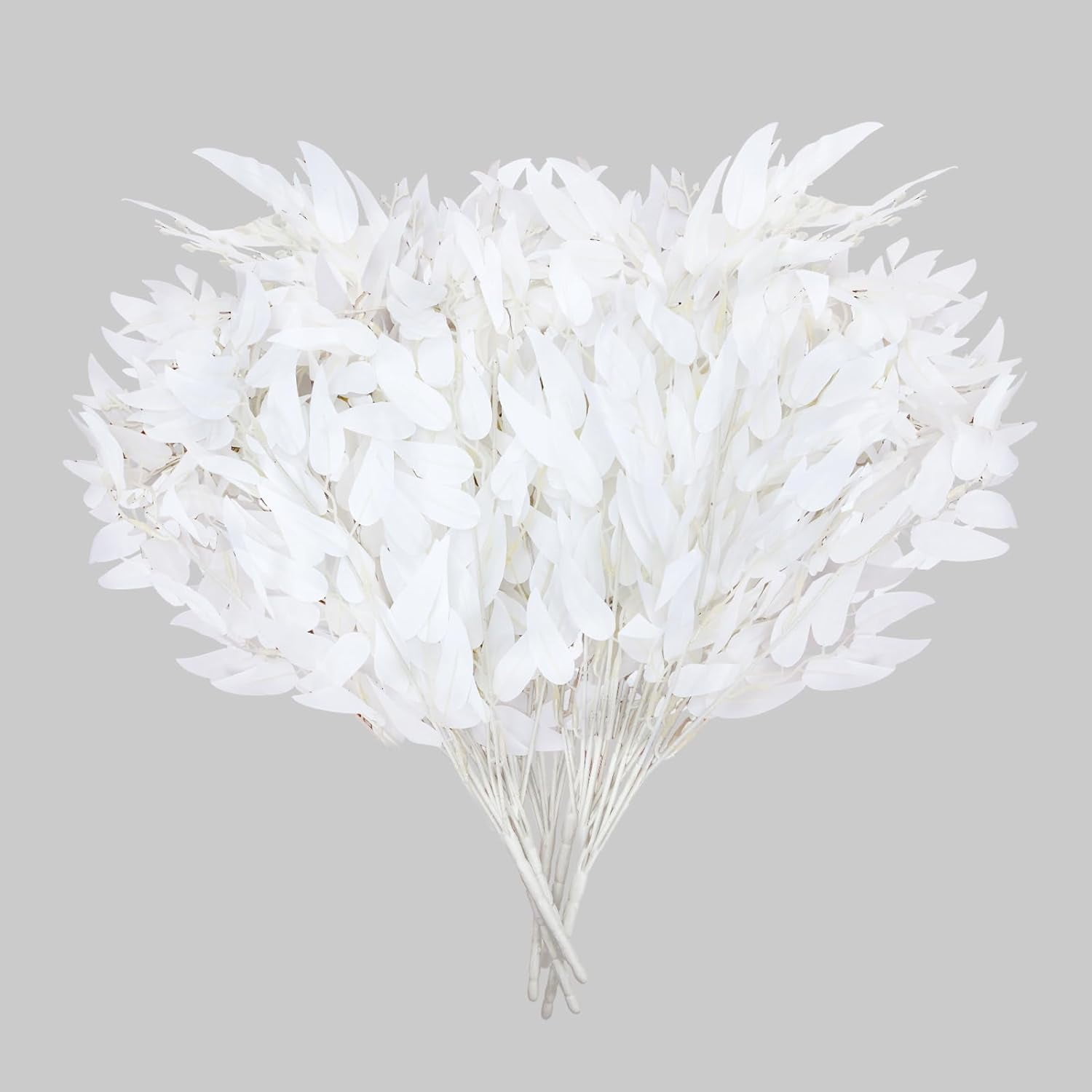 6pcs Italian Ruscus Greenery Stems, 20in Artificial White Leaf Garland ...