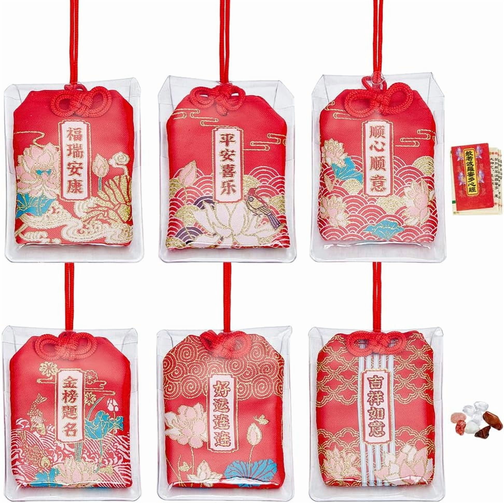 6pcs Japanese Omamori Amulets Good Luck Hanging Ornament Red Blessing ...