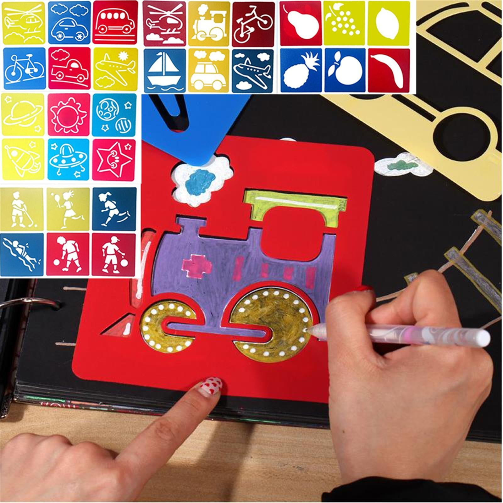 6pcs Kids Drawing Stencils, Plastic Art Templates for DIY Painting ...