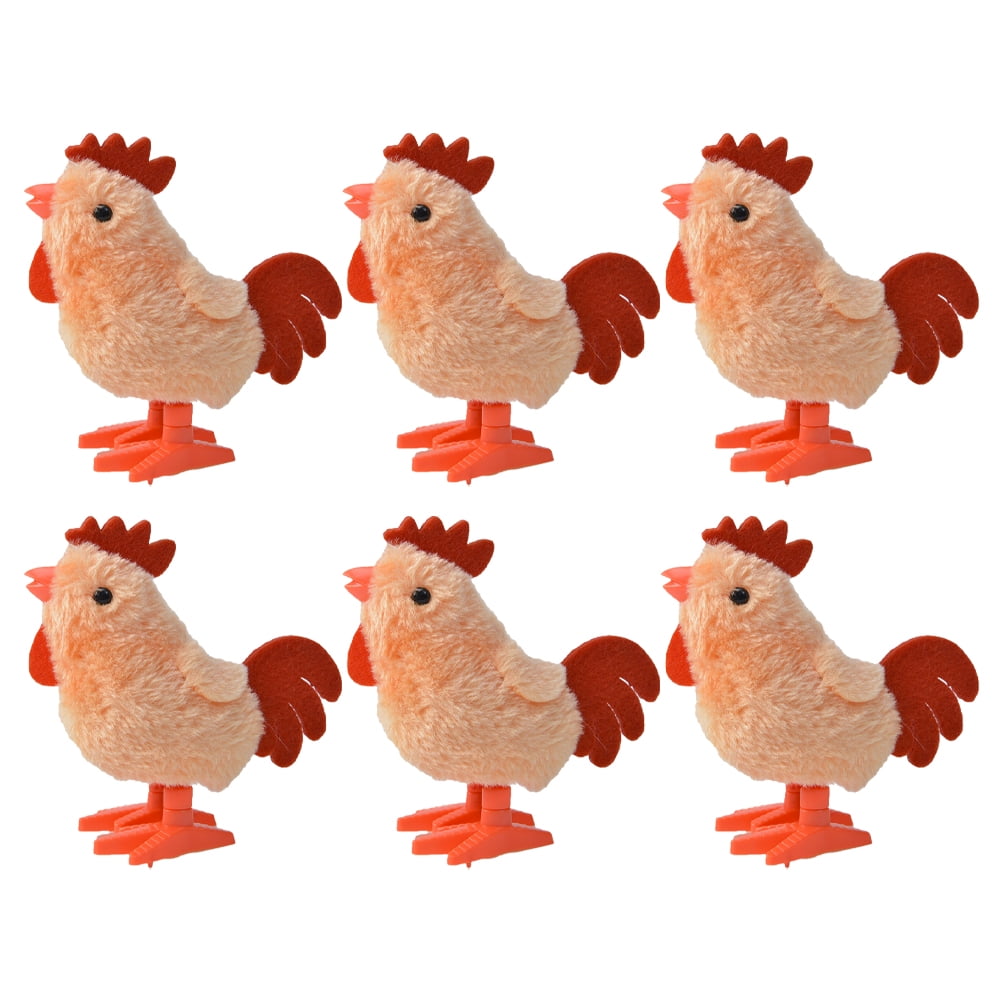 6pcs Kids Jumping Plush Rooster Children Wind-up Playing Toys Clockwork ...
