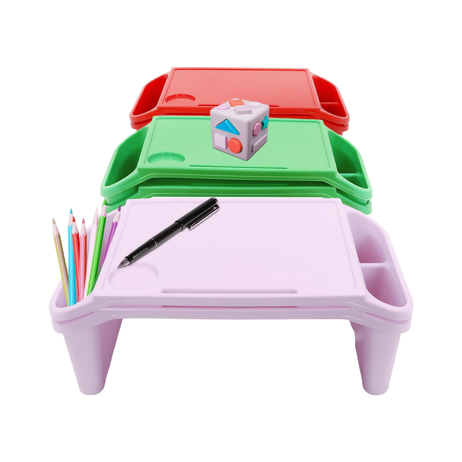 6pcs Kids Lap Desk Tray | Plastic Breakfast Laptop Trays with Side ...