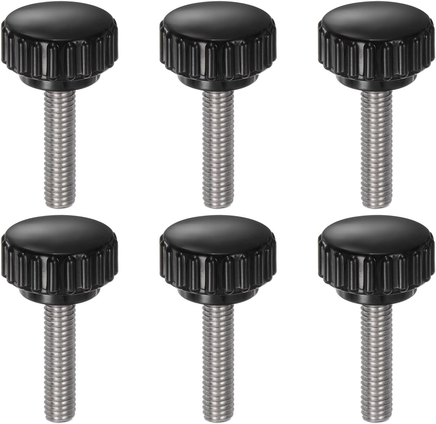 6pcs Knurled Clamping Knobs M6 x 25mm Metric 304 Stainless Steel Male Thread Thumb Screw on Type ...