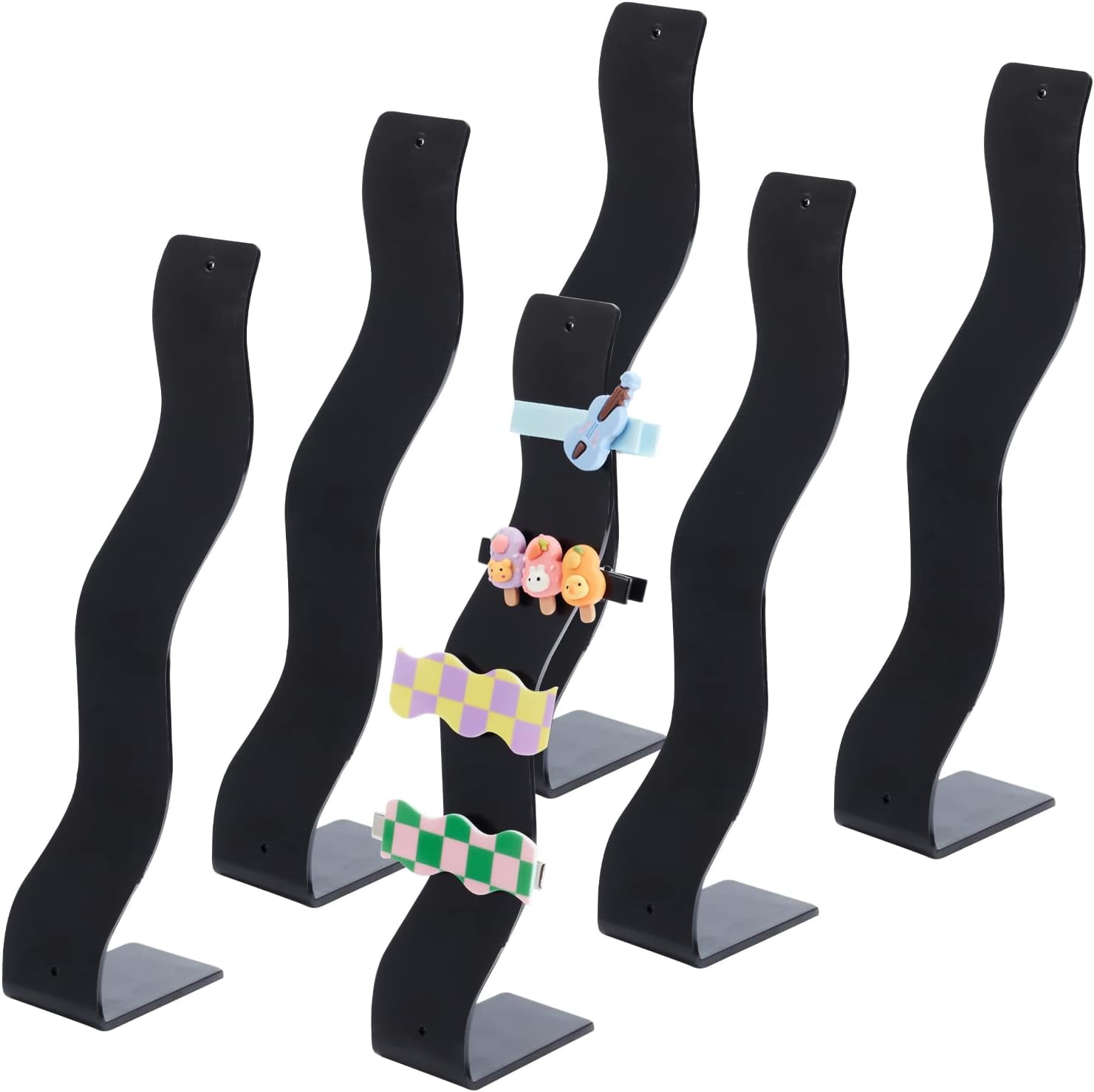 6pcs L shape Hair Clip Display Stand Waved Acrylic Hairpin Barrette ...