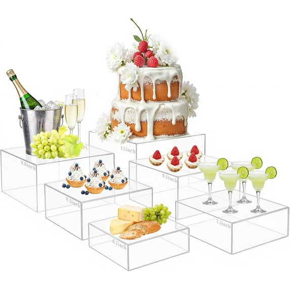 6pcs Large Buffet Risers And Display Stands(7"-11" Set), Acrylic Food ...