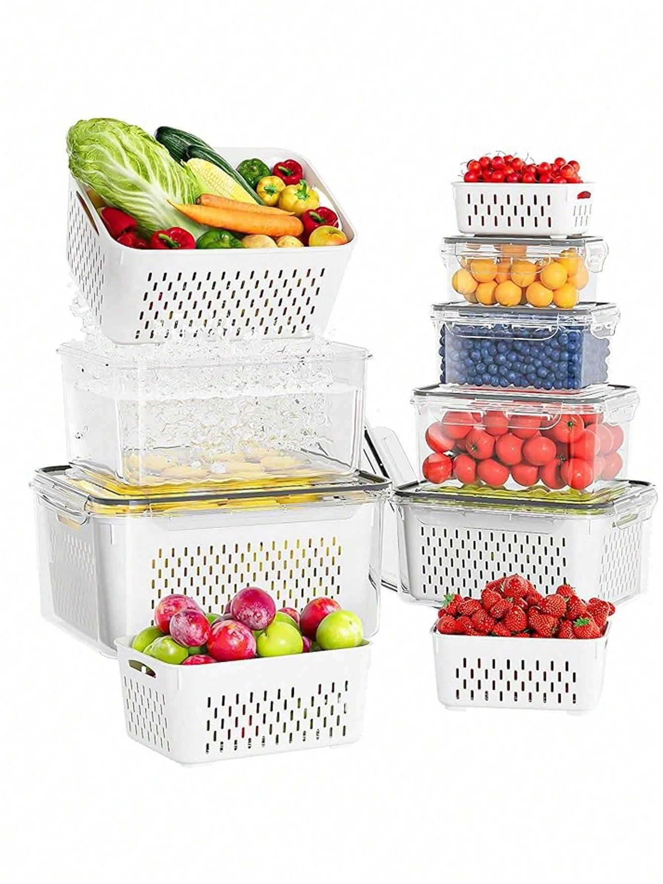 6pcs Large Fruit & Vegetable Keepers, Microwavable, Dishwasher Safe ...