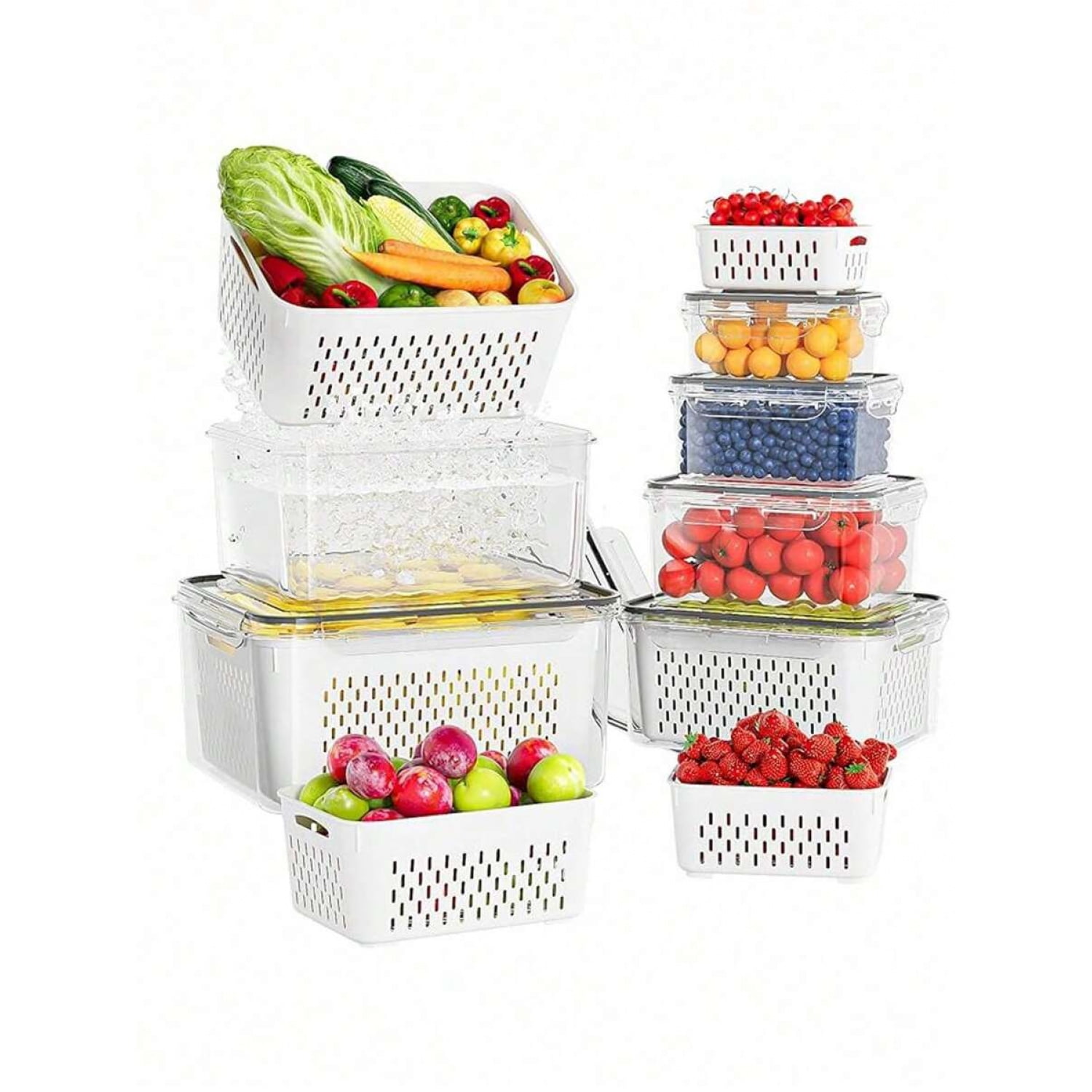 6pcs Large Fruit & Vegetable Keepers, Microwavable, Dishwasher Safe ...