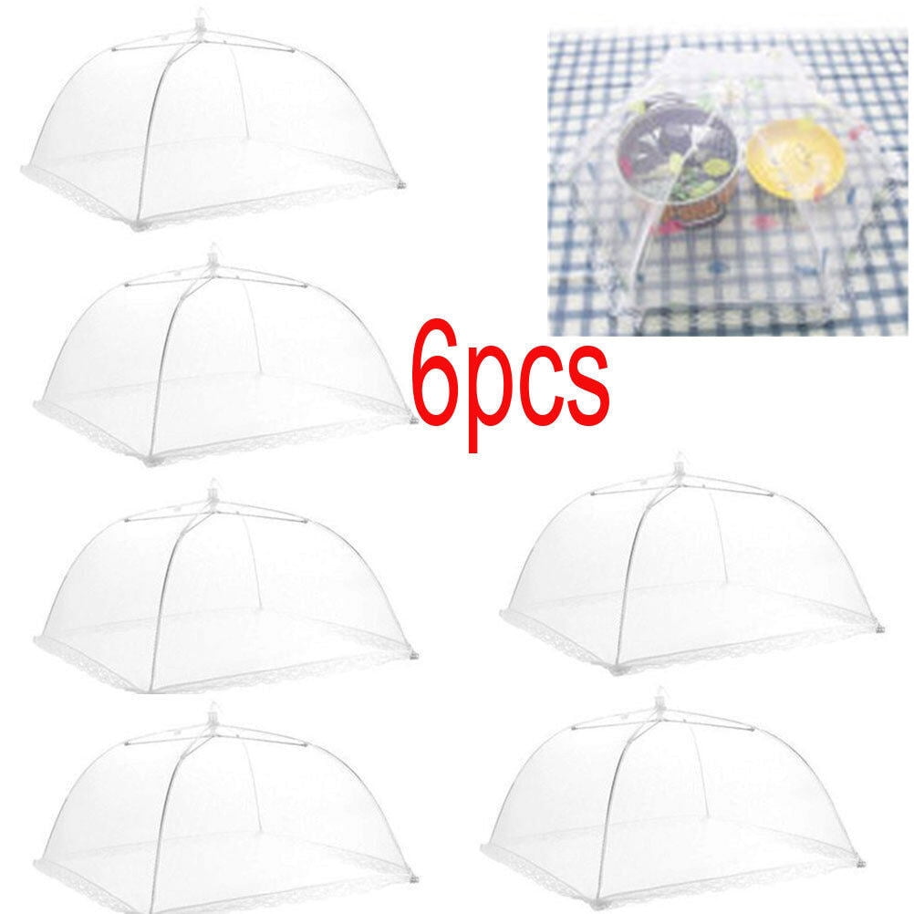 6pcs Large Pop-Up Mesh Screen Food Cover Tent Umbrella Reusable and ...