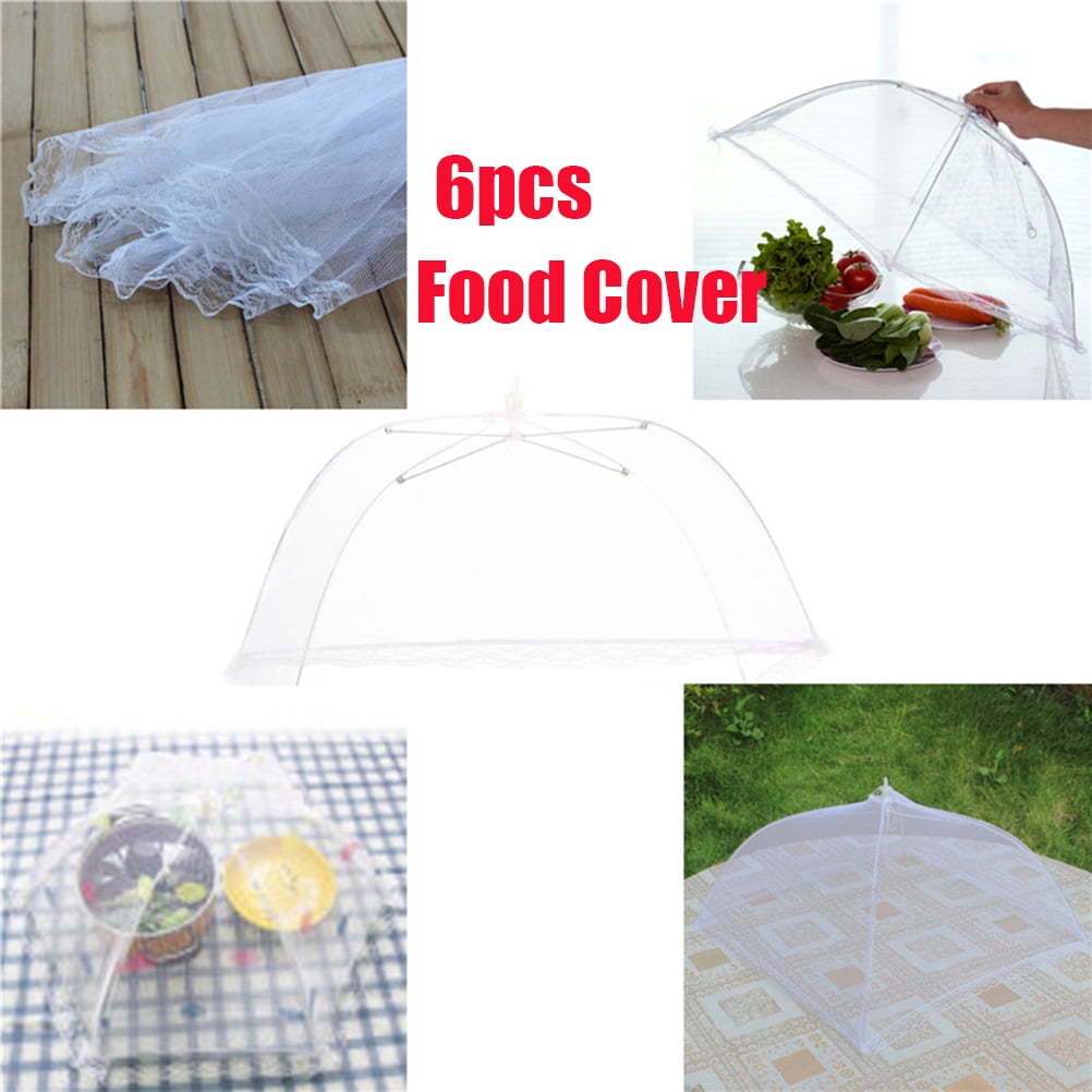 6pcs Large Pop-Up Mesh Screen Food Cover Tent Umbrella Reusable and ...