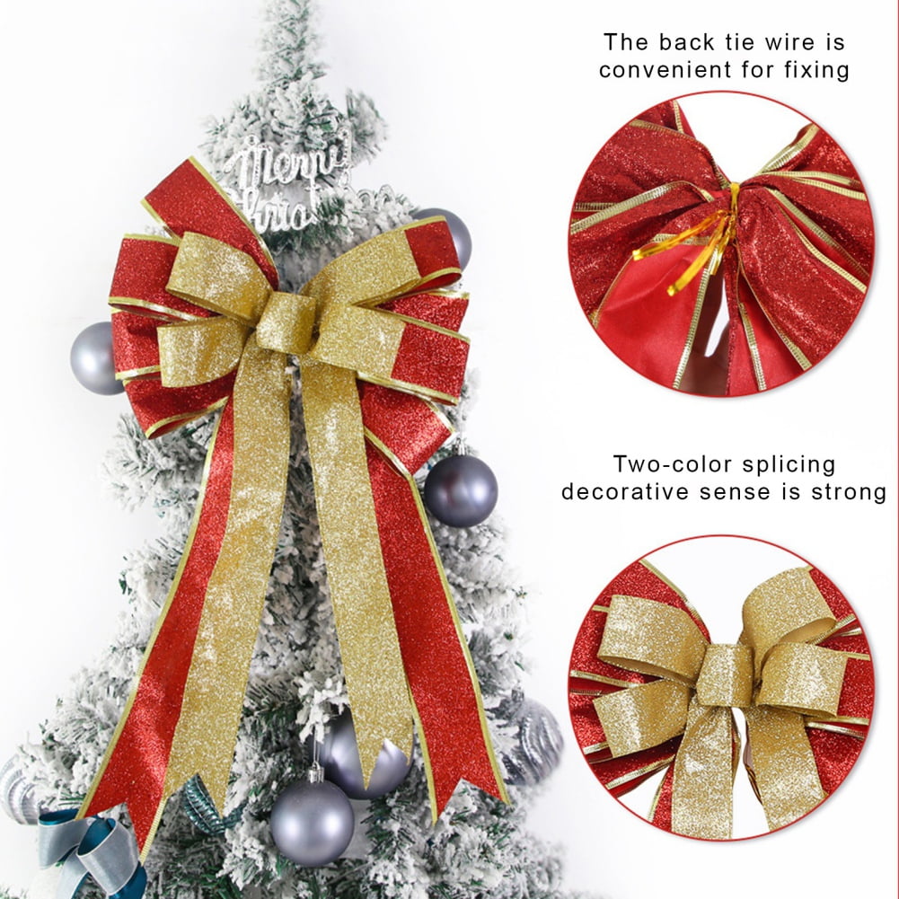 6pcs Large Wired Red Bow - 16*10" - Christmas Wreath Bow - Great for ...