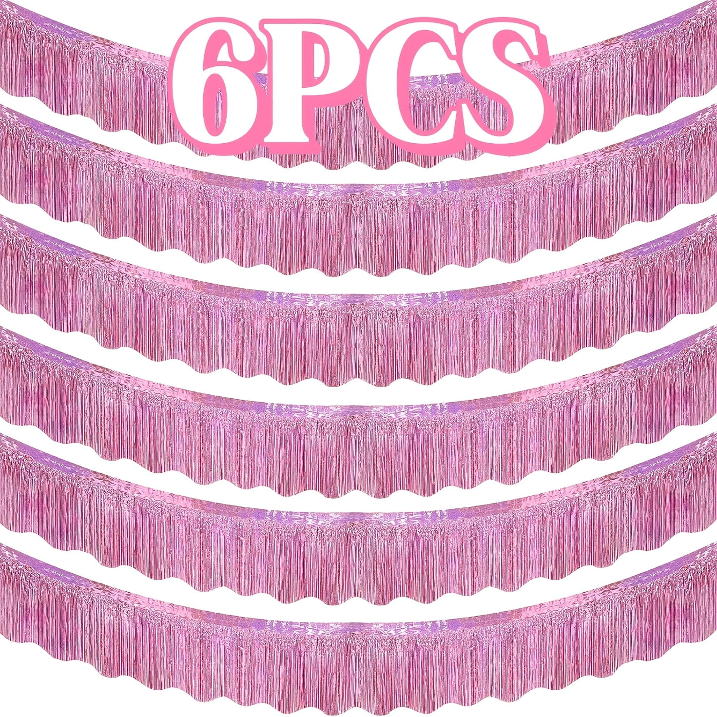 6pcs Laser Wavy Pink Foil Fringe Garland Birthday Party Decorations ...