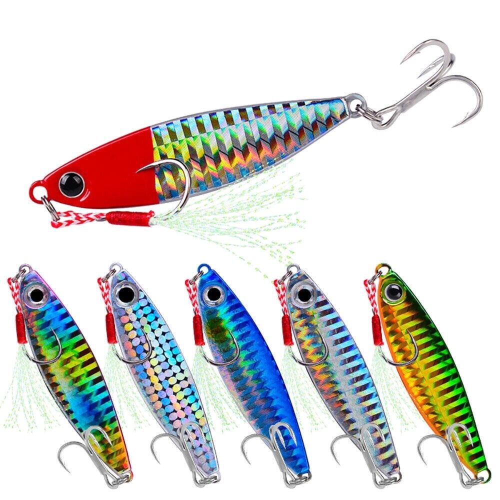 6pcs Lead Metal Jigging Lures 7g-30g Spoon Bait Saltwater Jig Fishing ...