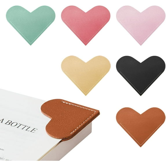 6pcs Leather Heart Bookmarks for Reading Women, Cute Corner Page Book ...