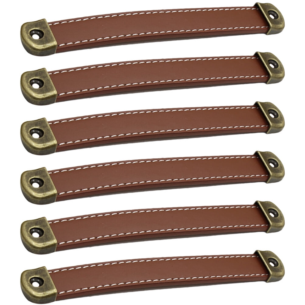 6pcs Leather Pull Handles Dresser Handles Drawer Pulls Cabinet Cupboard ...
