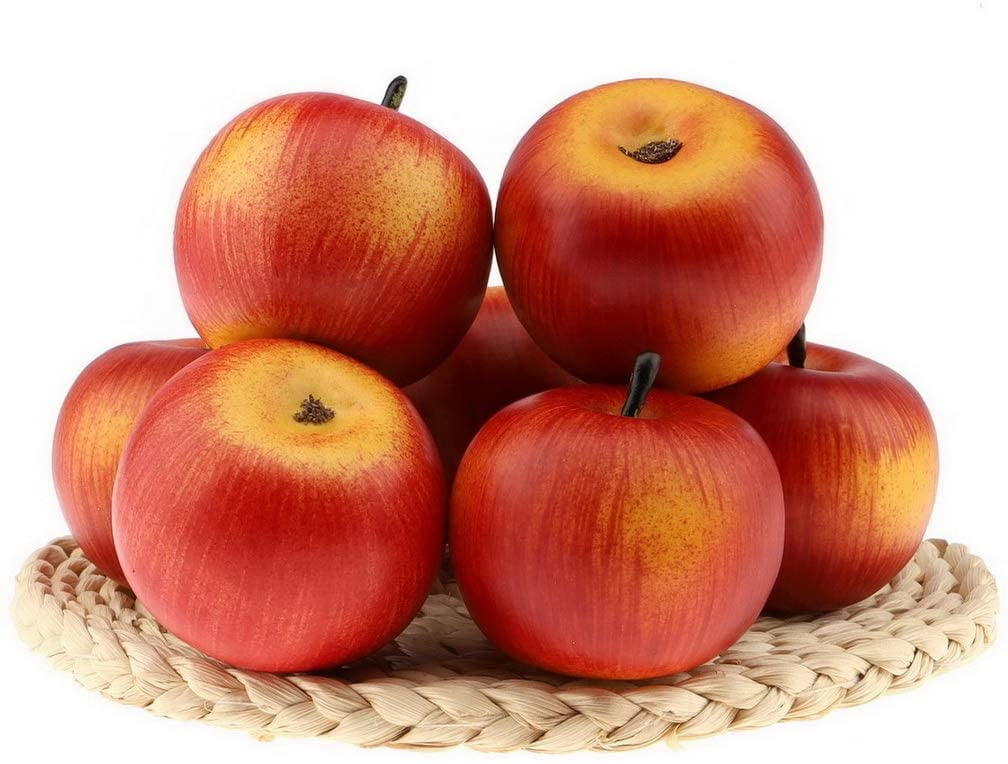 6pcs Lifelike Artificial Red Apple Faux Fake Apples Fruit Home House ...