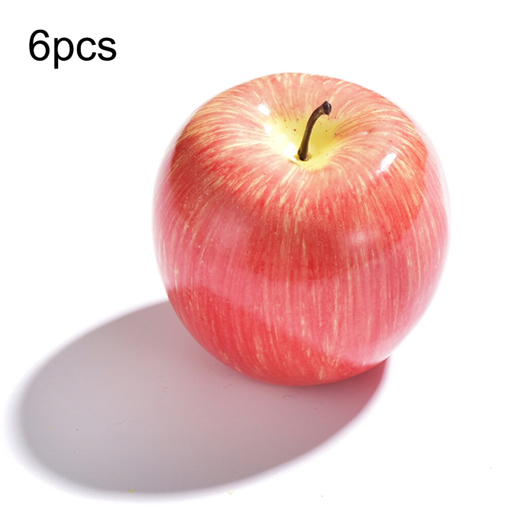 6pcs Lifelike Artificial Red Apples Fake Apples Fruit Home Kitchen ...
