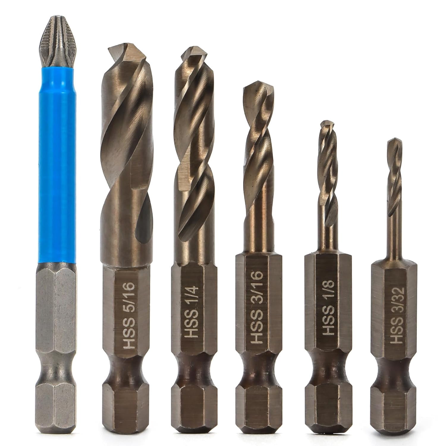6pcs M35 Cobalt Stubby Drill Bit Set for Stainless Steel & Hard Metals ...