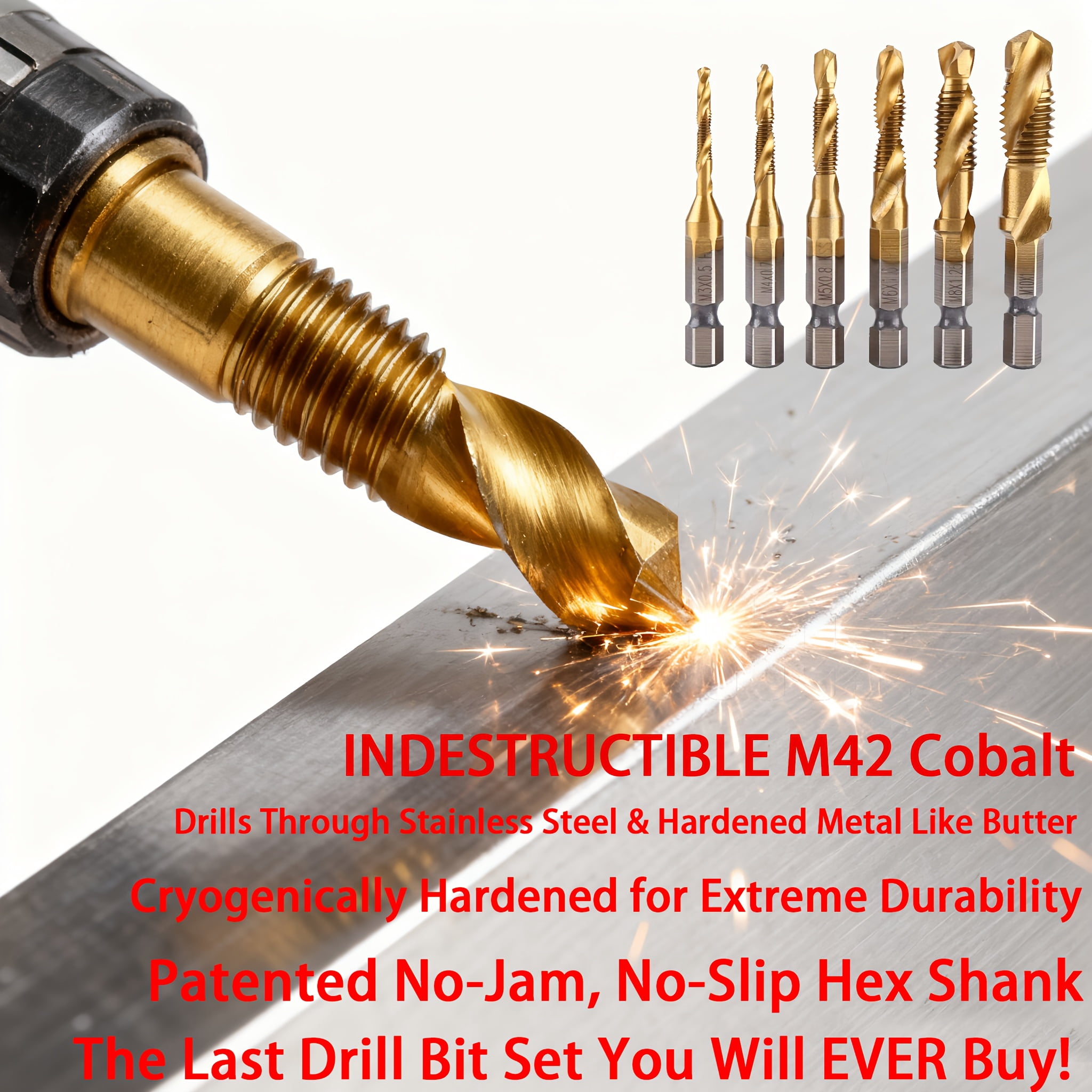 6pcs M42 Cobalt Drill Bit Set (6-Pc) | Cryogenically Hardened for ...