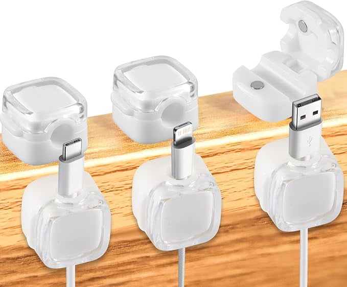 6pcs Magnetic Cable Management Clips, Self Adhesive Cord Organizer ...