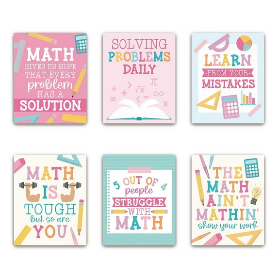 6pcs Math Posters 8x10 Inch Frameless - Motivational Math Quotes ...