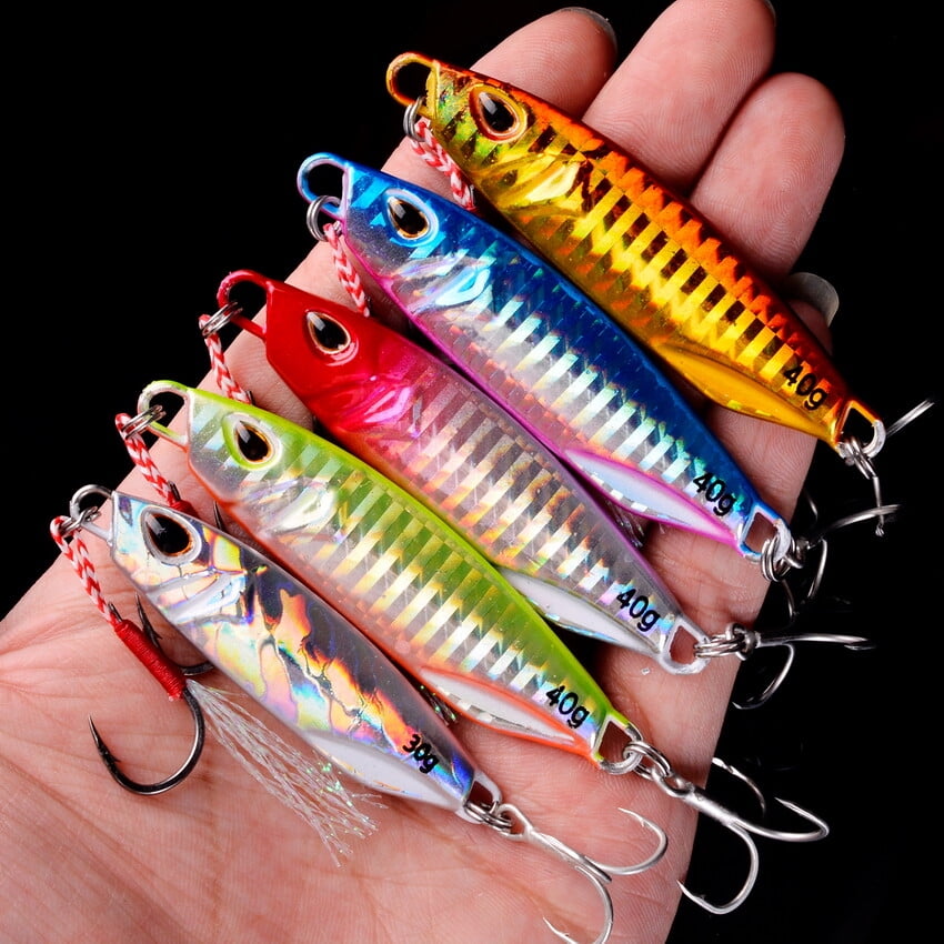 6pcs Metal Cast Jig Spoon Sea Bass 10G-40G Shore Casting Jigging ...