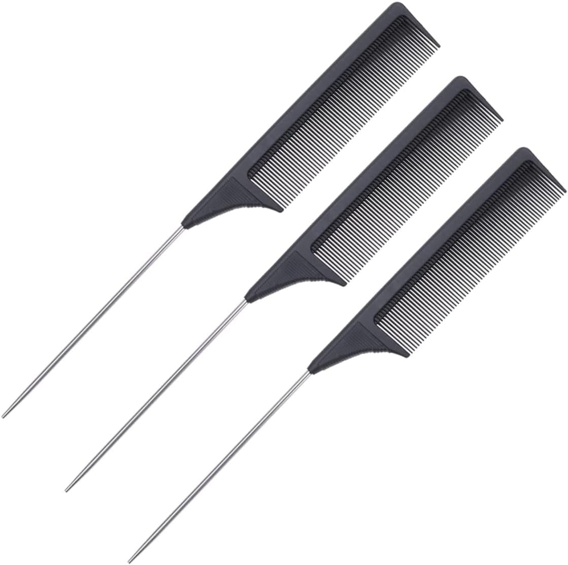 6pcs Metal Hair Comb Teasing Combs for Women Highlight Comb Black ...