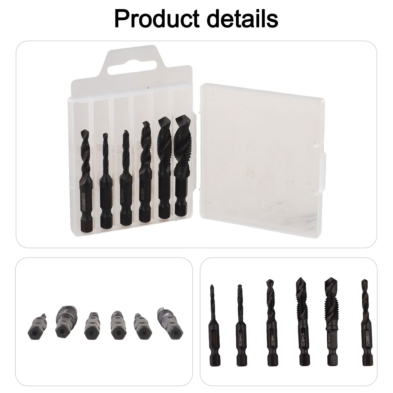 6pcs Metric Thread Tap Set HSS Screw Tap Drill Bits Hex Shank Screw ...