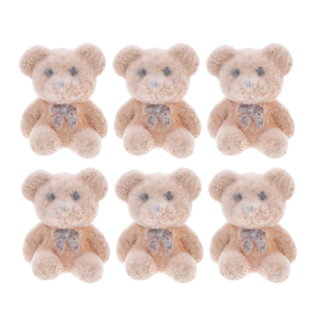 6pcs Valentine'S Day Miniature Flocked Bears Plush Mini Flocked Animals ...